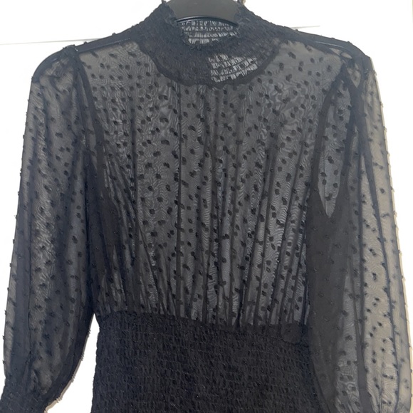 Hello Molly | Dresses | Hello Molly Sheer Black Frill Dress Long Sleeve ...